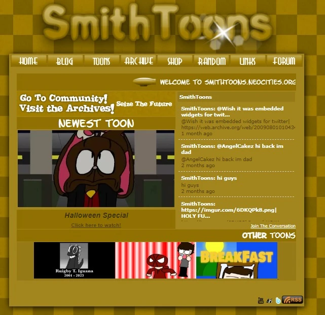 I won't be posting or working on the site for a while. - by Smith-Toons