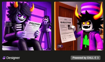 Gamzee homestuck getting eviction papers in roblox - by InkuShel