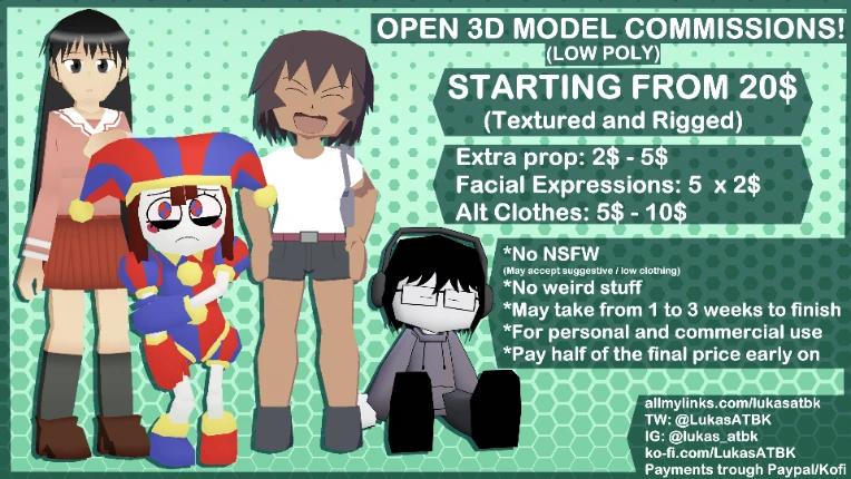 OPEN COMMISSIONS FOR LOW POLY STUFF!!! REAL CHEAP STUFF - by LukasATBK06