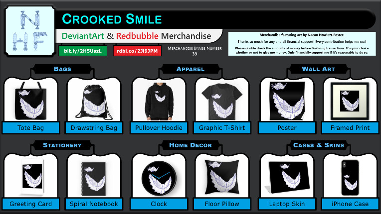 Merch #39 -- Crooked Smile - by Nez-Man