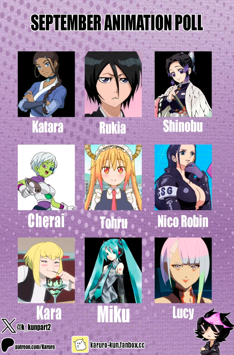 SEPTEMBER ANIMATION POLL - by karuro-kun