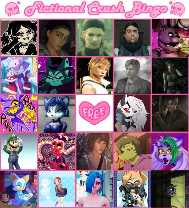 My Version of Fictional Crush Bingo