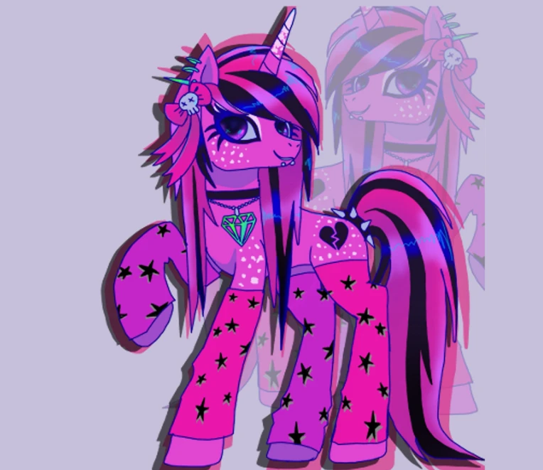 Scene pony OC - Anthro design by AshtonHaz on Newgrounds