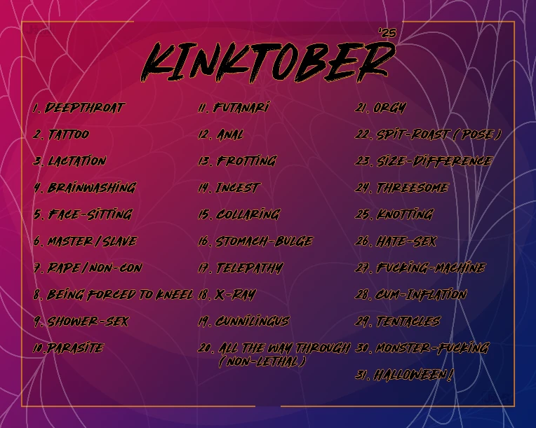 Kinktober List 2025 - by JodeLR